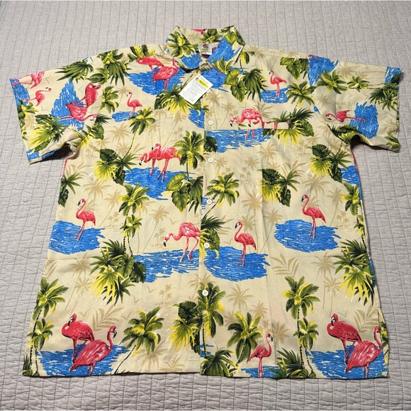 rima | Shirts | Rima Mens Hawaiian Aloha Flamingos Palm Trees Tropical ...
